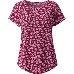 CR&Eacute;ATION L Damen Blusenshirt mit Bl&uuml;ten-Dessin bordeaux-wei&szlig;-bedruckt Gr&ouml;&szlig;e 38
