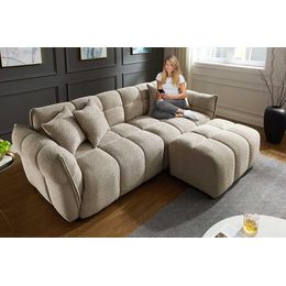 Riess Ambiente Modernes XXL Sofa CLOUD 260cm champagner greige Boucl&eacute; Bigsofa Federkern inkl. Kissen Riess-Ambiente Wohnzimmer