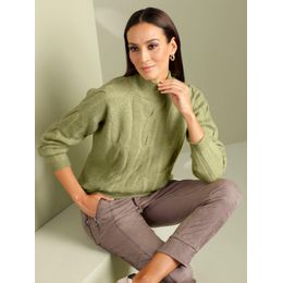 Heine Damen Strickpullover "Pullover", gr&uuml;n, Gr. 46, unifarben, 55% Polyacryl, 36% Polyester, 5% Wolle, 4% Elasthan, Pullover
