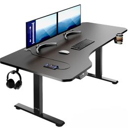 Casaria H&ouml;henverstellbarer Schreibtisch Schwarz 160x75x73-118cm