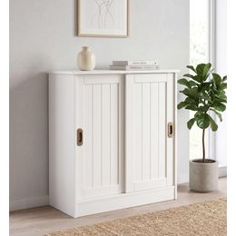 Schuhschrank OTTO HOME, B:77cm H:89cm T:37cmwei&szlig;, Massivholz, Flur, Schr&auml;nke, "Malm&ouml; Schuhkommode mit Schiebet&uuml;ren", aus massiver FSC-zertifizierter