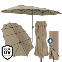Kingsleeve Doppelsonnenschirm Taupe UV-Schutz 80+