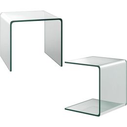 Costway Beistelltisch, Klar, Glas, 45x41x45 cm, Wohnzimmer, Wohnzimmertische, Beistelltische