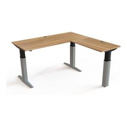 STIER Eck-Schreibtisch 501-23 elektrisch h&ouml;henverstellbar 180 x 180cm Nussbaum melaminbeschichtet 68-120cm (907748)