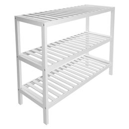 Begryf Schuhregal, Wei&szlig;, Holz, Bambus, Rechteckig, 70x55x26 cm, Garderobe, Schuhaufbewahrung, Schuhregale
