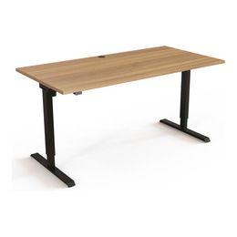 STIER Elektrisch h&ouml;henverstellbarer Schreibtisch 501-20 160 x 80cm Nussbaum Schwarz (907741)