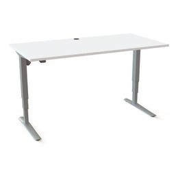STIER Elektrisch h&ouml;henverstellbarer Schreibtisch 501-43 160 x 80cm Wei&szlig;/Silber 65-125cm (907770)