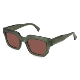 Fielmann LN 082 SUN FA SKYLER | Unisex-Sonnenbrille | Fassung: Vollrand, Quadratisch, Acetat, Gr&uuml;n Transparent | Glasfarbe: Pink