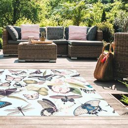 Bilderwelten Vinylteppich Vintage bunt Tiere Vinylmatte - Vintage Collage - Schmetterlinge und Libellen - Retro K&uuml;che Badezimmer Flur