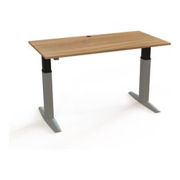 STIER Elektrisch h&ouml;henverstellbarer Schreibtisch 501-23 160 x 80cm Nussbaum/Silber melaminbeschichtet 68-120cm (907751)