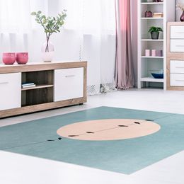 Bilderwelten Vinylteppich modern petrol Natur Aquarell - V&ouml;gel vor rosa Sonne I - Sonnenuntergang K&uuml;che Badezimmer Flur