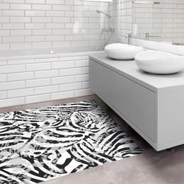 Bilderwelten Vinylteppich modern grau Tiere Vinylmatte - Zebramuster in Graut&ouml;nen - Zebra K&uuml;che Badezimmer Flur