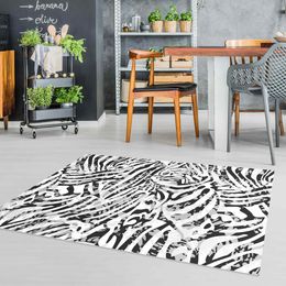 Bilderwelten Vinylteppich modern grau Tiere Vinylmatte - Zebramuster in Graut&ouml;nen - Zebra K&uuml;che Badezimmer Flur