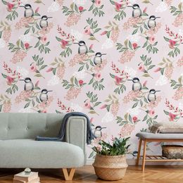 Mustertapete Fancy Birds - selbstklebende Tapete Muster Tiere Kinderzimmer Jungen Jungenzimmer M&auml;dchen M&auml;dchenzimmer Baby Babyzimmer