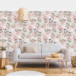 Bilderwelten Mustertapete Tiere modern Wandtapete einzigartig - Fancy Birds - V&ouml;gel Kinderzimmer Baby M&auml;dchen Jungen