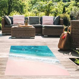 Bilderwelten Vinylteppich Motiv t&uuml;rkis Strand Vinylmatte - Drei Surfer paddeln zum Ufer - Landschaft K&uuml;che Badezimmer Flur