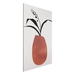 Bilderwelten Alu Dibond Outdoor Bild Blumen schwarz weiss Tropisch wetterfest - Grafische Pflanzenwelt - Maigl&ouml;ckchen - Deko Wohnzimmer Schlafzimmer
