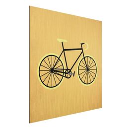 Bilderwelten Alu Dibond Outdoor Bild Fahrzeuge orange Illustration wetterfest - Fahrrad in Gelb - Fahrrad Wohnzimmer Schlafzimmer