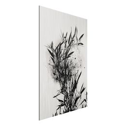 Bilderwelten Alu Dibond Outdoor Bild Blumen schwarz weiss Tropisch wetterfest - Grafische Pflanzenwelt - Schwarzer Bambus - Bambus Wohnzimmer Schlafzimmer