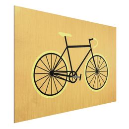 Bilderwelten Alu Dibond Outdoor Bild Fahrzeuge orange Illustration wetterfest - Fahrrad in Gelb - Fahrrad Wohnzimmer Schlafzimmer