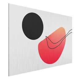 Bilderwelten Alu Dibond Outdoor Bild originell rosa Abstrakt wetterfest - Abstrakte Formen - Schwarze Sonne - Deko Wohnzimmer Schlafzimmer