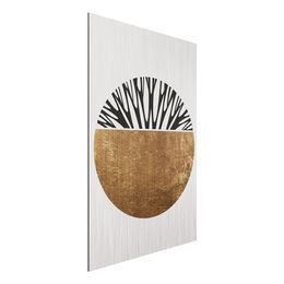 Bilderwelten Alu Dibond Outdoor Bild originell gold Abstrakt wetterfest - Abstrakte Formen - Goldener Kreis - Deko Wohnzimmer Schlafzimmer