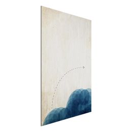 Bilderwelten Alu Dibond Outdoor Bild originell beige Abstrakt wetterfest - Abstrakte Formen - Kreise in Blau - Deko Wohnzimmer Schlafzimmer