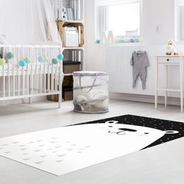 Vinylteppich - Tierpark mit Mustern - Eisb&auml;r - Illustration schwarz Tiere Vinylmatte B&auml;r Kinderzimmer