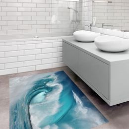 Vinylteppich - Tosende Wellen - Motiv blau Strand Vinylmatte Landschaft K&uuml;che Badezimmer Flur