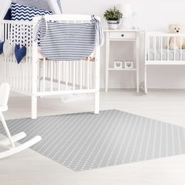 Vinylteppich - Wei&szlig;e Punkte auf Grau - Illustration weiss Vinylmatte Punkte Kinderzimmer