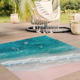 Bilderwelten Vinylteppich Motiv t&uuml;rkis Strand Vinylmatte - Drei Surfer paddeln zum Ufer - Landschaft K&uuml;che Badezimmer Flur