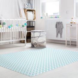 Vinylteppich - No.YK39 ZickZack Muster Blau - Illustration blau Vinylmatte Geometrisch Kinderzimmer