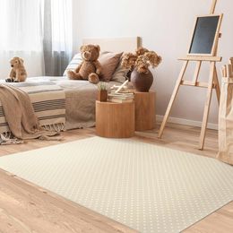 Vinylteppich - No.YK56 Wei&szlig;e Punkte auf Creme - Illustration beige Vinylmatte Punkte Kinderzimmer