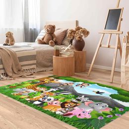 Vinylteppich - Wilde Dschungeltiere - Illustration beige Natur Vinylmatte Landschaft Kinderzimmer