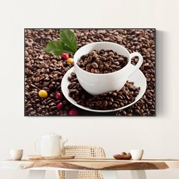 Akustik-Wechselbild Kaffeetasse mit ger&ouml;steten Kaffeebohnen