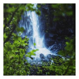 Bilderwelten Alu-Dibond Outdoor Bild Blick zum Wasserfall