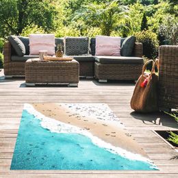 Bilderwelten Vinylteppich Motiv t&uuml;rkis Strand Vinylmatte - Sonntags am Strand - Landschaft K&uuml;che Badezimmer Flur