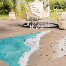 Bilderwelten Vinylteppich Motiv t&uuml;rkis Strand Vinylmatte - Sonntags am Strand - Landschaft K&uuml;che Badezimmer Flur