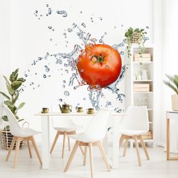 Bilderwelten Tapete - Fototapete K&uuml;che - Frische Tomate - Wandtapete Schlafzimmer Wohnzimmer modern - auch kleisterfrei K&uuml;chentapete