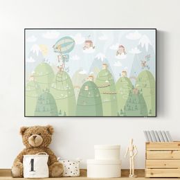 Bilderwelten Akustik-Wechselbild Wald mit H&auml;usern und Tieren