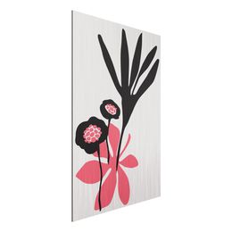Bilderwelten Alu Dibond Outdoor Bild Blumen rosa Illustration wetterfest - Blumengru&szlig; in Rosa - Deko Wohnzimmer Schlafzimmer