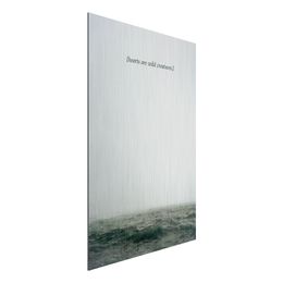 Bilderwelten Alu Dibond Outdoor Bild Strand grau Motiv wetterfest - Lyrische Landschaften - Herzen - Meerblick Wohnzimmer Schlafzimmer