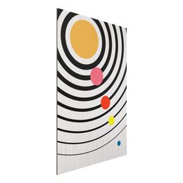 Bilderwelten Alu Dibond Outdoor Bild originell schwarz weiss Illustration wetterfest - Geometrisches Universum - Himmel Wohnzimmer Schlafzimmer