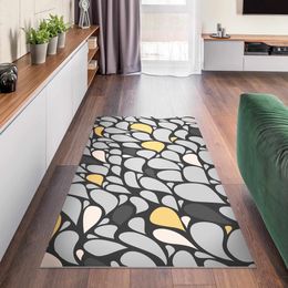 Bilderwelten Vinylteppich Illustration grau Vinylmatte - Nat&uuml;rliches Muster Tropfen klein und gro&szlig; - Deko K&uuml;che Badezimmer Flur