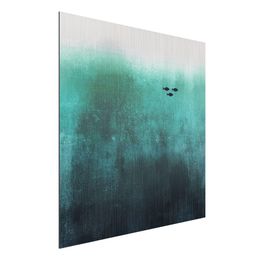 Alu Dibond Outdoor Bild - Fische in der Tiefsee - Tiere petrol modern wetterfest Fische Wohnzimmer Schlafzimmer