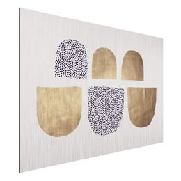 Bilderwelten Alu Dibond Outdoor Bild originell gold Abstrakt wetterfest - Geometrischer Halbkreis III - Deko Wohnzimmer Schlafzimmer