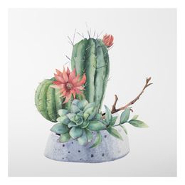 Bilderwelten Alu-Dibond Outdoor Bild Aquarell Kakteen Illustration