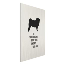 Bilderwelten Alu Dibond Outdoor Bild Tiere schwarz weiss modern wetterfest - Denkender Mops - Hund Wohnzimmer Schlafzimmer