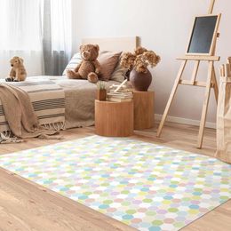 Vinylteppich - No.YK52 Sechseck Pastell - Illustration bunt Vinylmatte Geometrisch Kinderzimmer