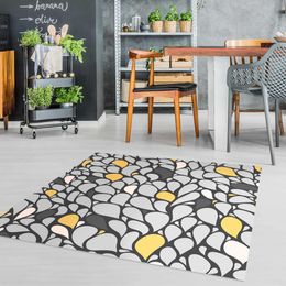 Bilderwelten Vinylteppich Illustration grau Vinylmatte - Nat&uuml;rliches Muster Tropfen klein und gro&szlig; - Deko K&uuml;che Badezimmer Flur